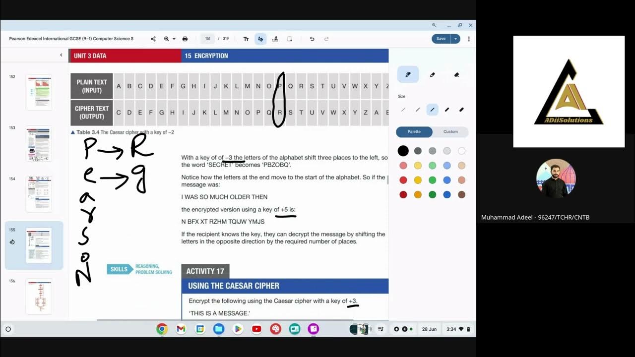 Pearson Edexcel Computer Science(4CP0) Lecture # 20( Ceaser Cipher) - YouTube