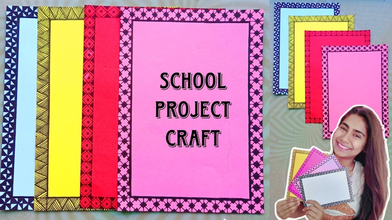 4 beautiful border design for project | Border design for school ...