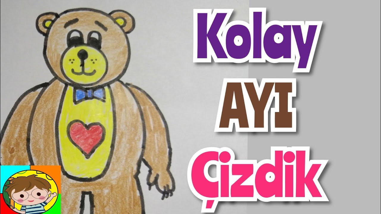 KOLAY AYI NASIL ÇİZİLİR?- Sevimli AYI Çizdik !!- 1. Sınıflar için basit ...
