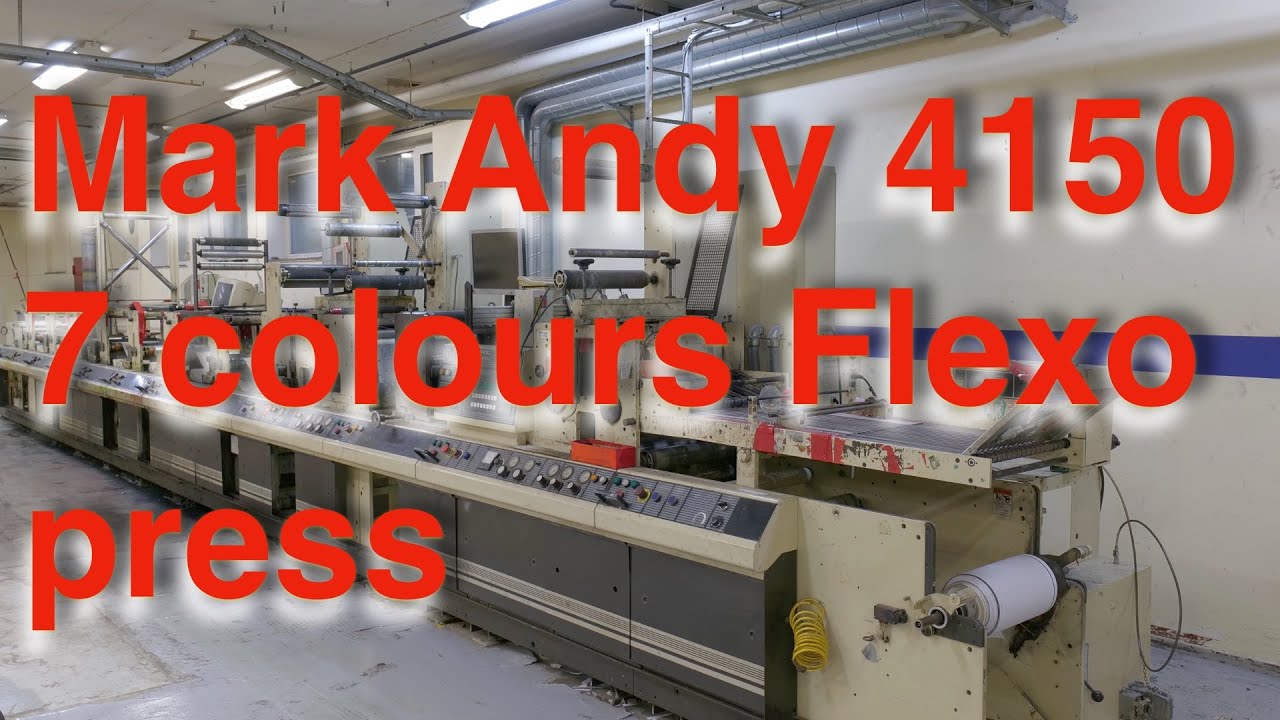 Mark Andy 4150 System 7 colours Flexo press with UV and hot air - YouTube