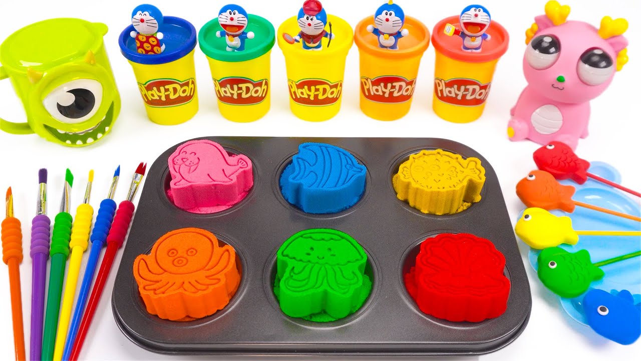 How To Make Rainbow Animals with Kinetic Sand & Cutting ASMR 🌈 Kinetic ...