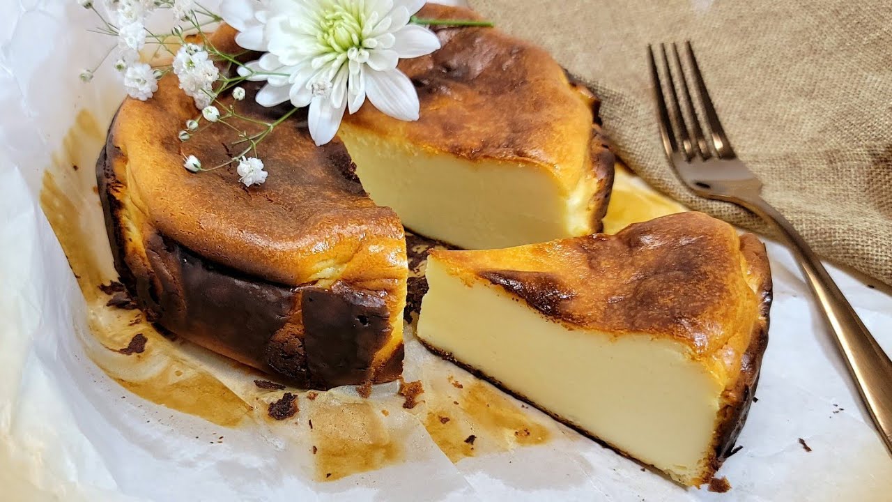 Popular Basque Cheesecake😋crustless burnt cheesecake from Spain - YouTube