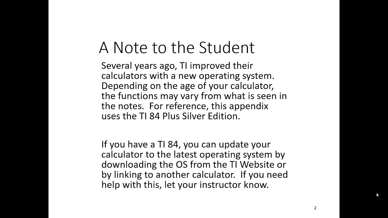 A Note to the Student TI 84 Plus TI 84 Plus - YouTube