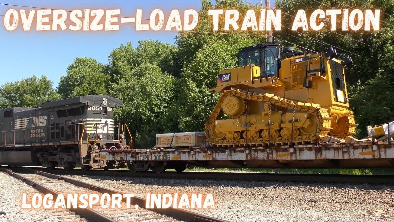 Oversize-Load and super long trains action in Logansport, Indiana - YouTube