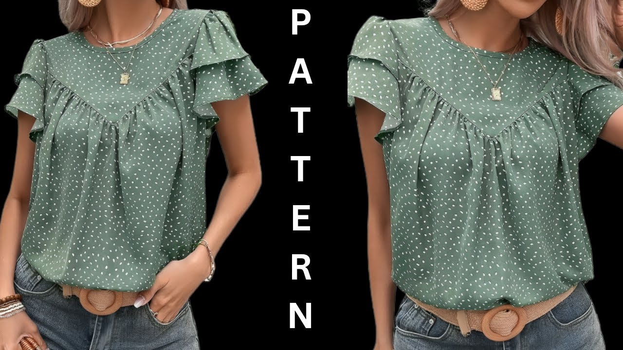 Pattern Making for Pleated Blouse with Double Tier Bell Sleeves | Easy ...