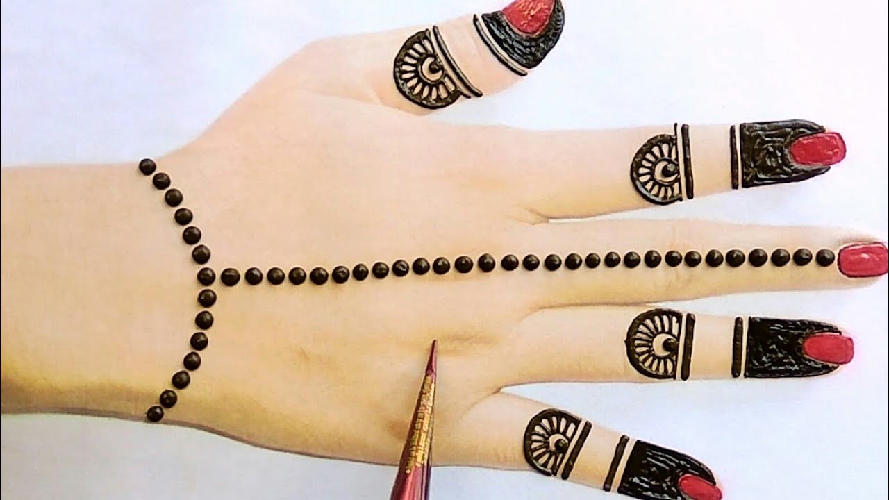 Simple dotted mehndi designs for back hand // easy mehndi design ...