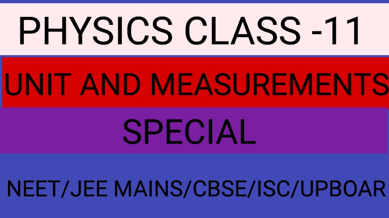 PHYSICS CLASS 11-UNIT AND MEASUREMENTS NEET/JEE MAINS /UPBOAR/ISC/2024 ...