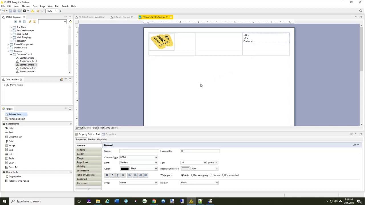 KNIME Introduction Part 18 Report Writer - YouTube