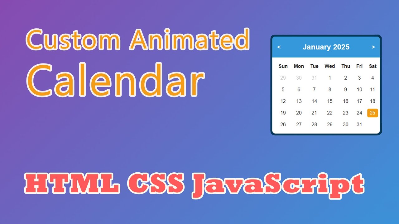 Custom Animated Calendar Javascript Calendar Html Css Doolottech 9402
