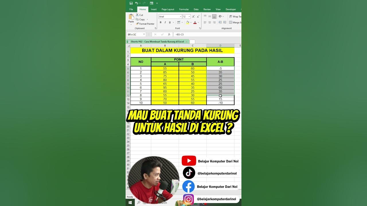 Cara Membuat Tanda Kurung di Excel #belajarexcel #tutorialexcel #tutorialexcelpemula #trikexcel ...