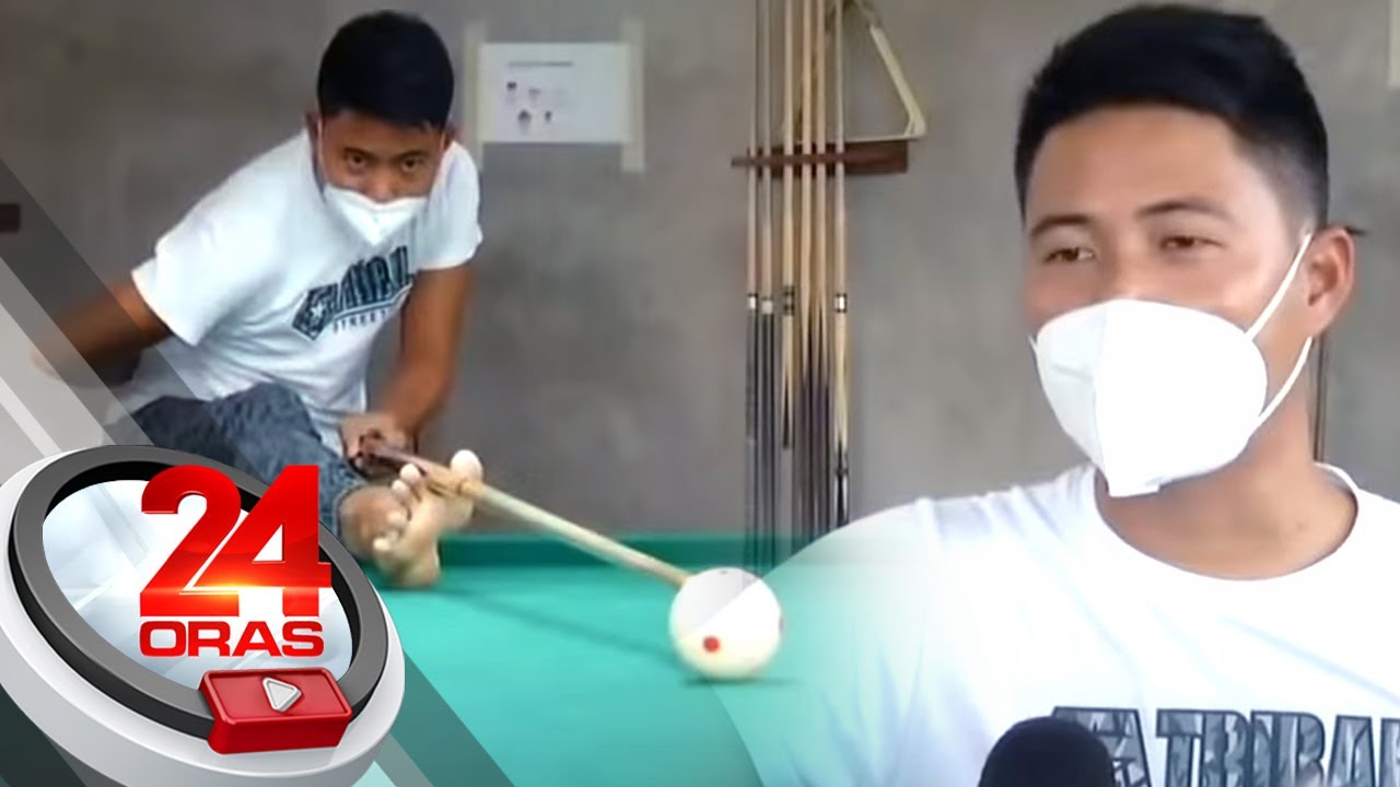 Billiard player na gumagamit ng isang paa panukod sa tako... | 24 Oras ...