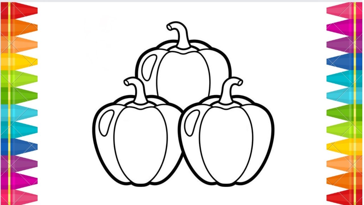 Coloring a Bell Pepper Drawing with Green, Yellow, and Red - Fun & Easy ...