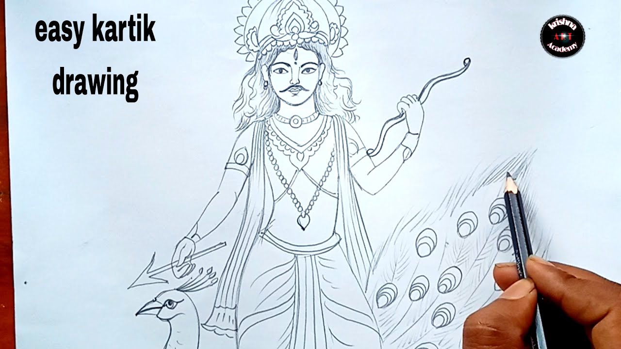 kartik thakur drawing/easy kartik thakur drawing/ kartik puja scenery ...
