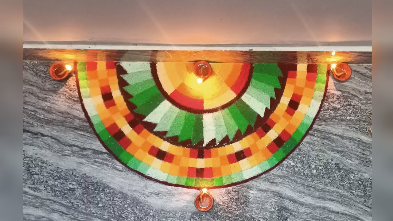 3d kolam/rangoli for door step| தீபாவளி kolam கோலம் simple 3d rangoli ...