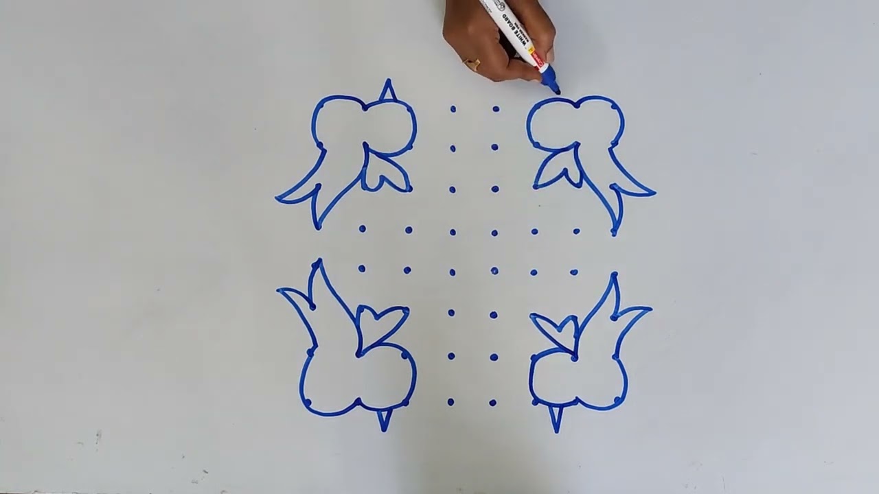 CUTEST Bird Kolam |Chittu Kuruvi Kolam | 8*8 DOTS | Beginners Easy ...