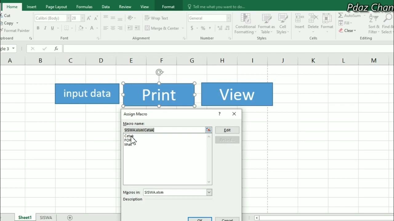 Cara membuat tombol print dan preview di excel - YouTube