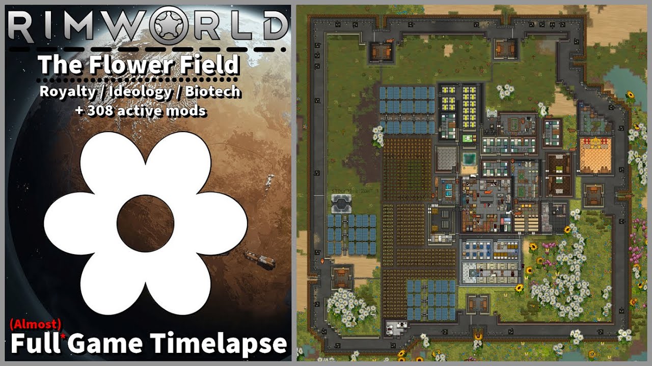 Rimworld 1.4 - The Flower Field - (almost) Full Game Timelapse - YouTube