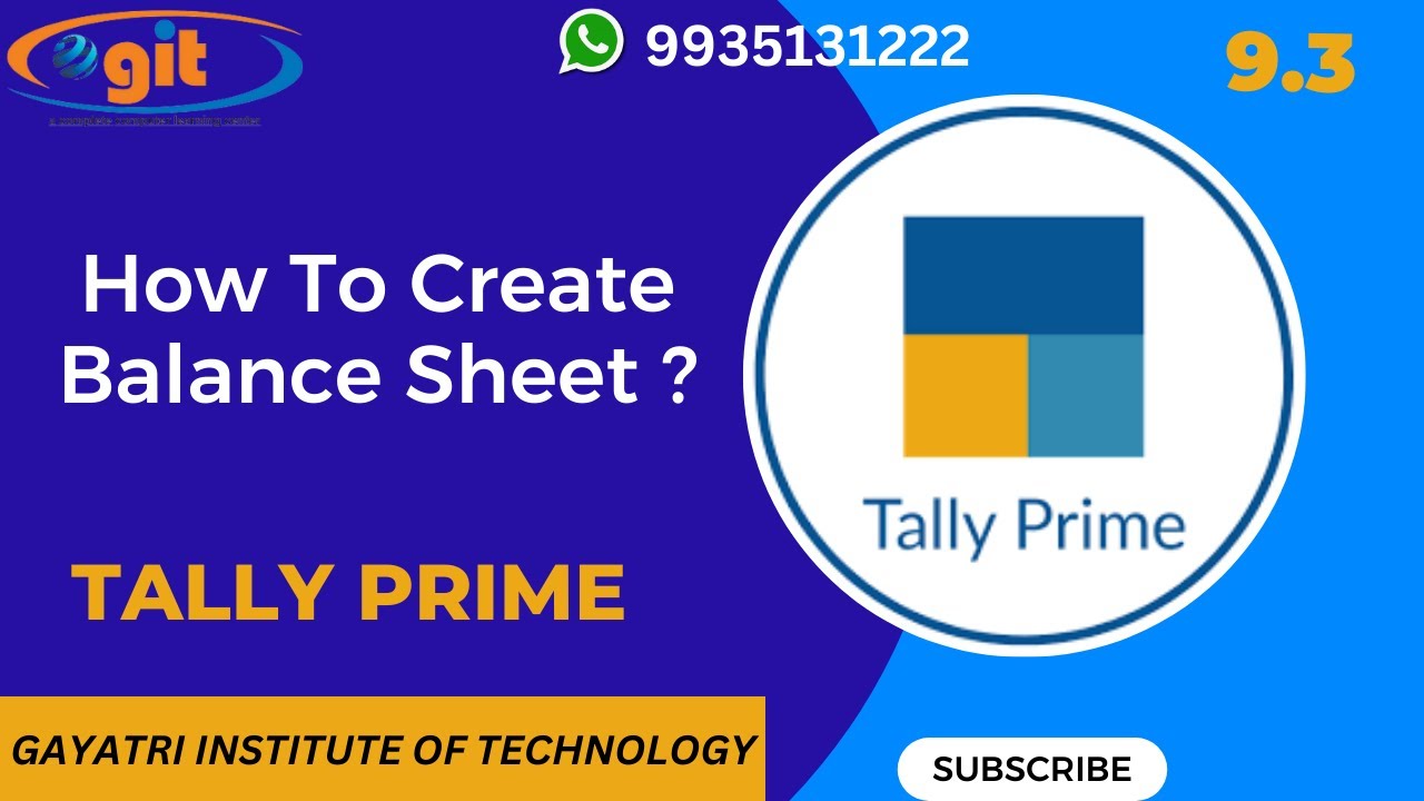 How To Create Balance Sheet in Tally Prime | GIT Education - YouTube