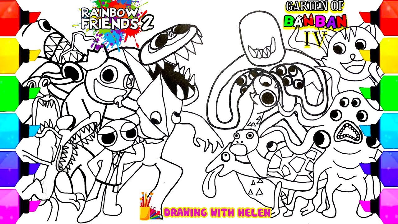 Garten Of Banban 4 VS Rainbow Friends Coloring Pages / How to Color / Warriyo - Mortals [NCS ...