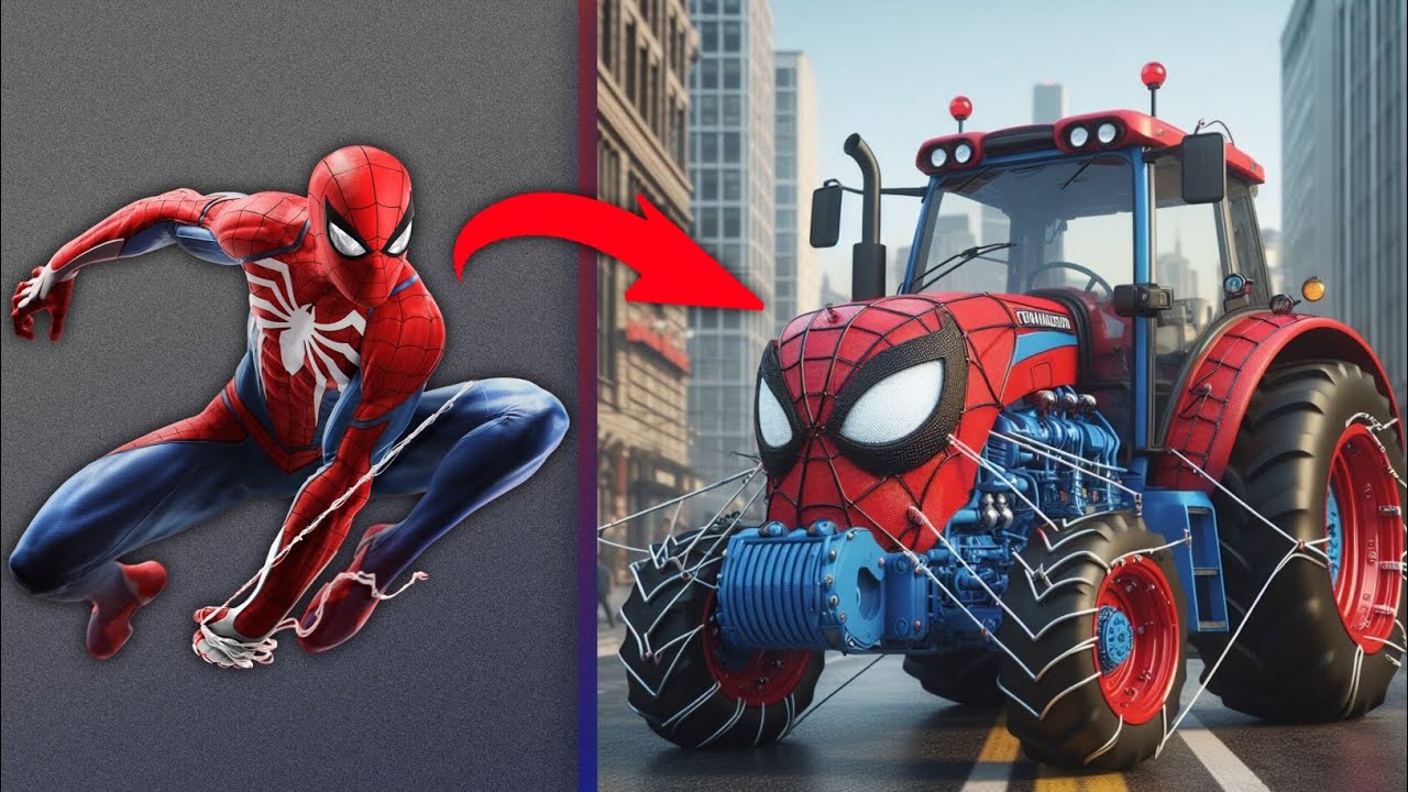 superhero but tractor 💥 All Marvel characters ( Marvel & Dc ) - YouTube