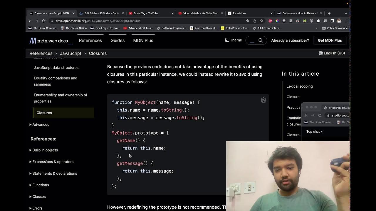 Read docs with shashtag : JavaScript (MDN) part 27 (Till Intermediate - Closures) - YouTube
