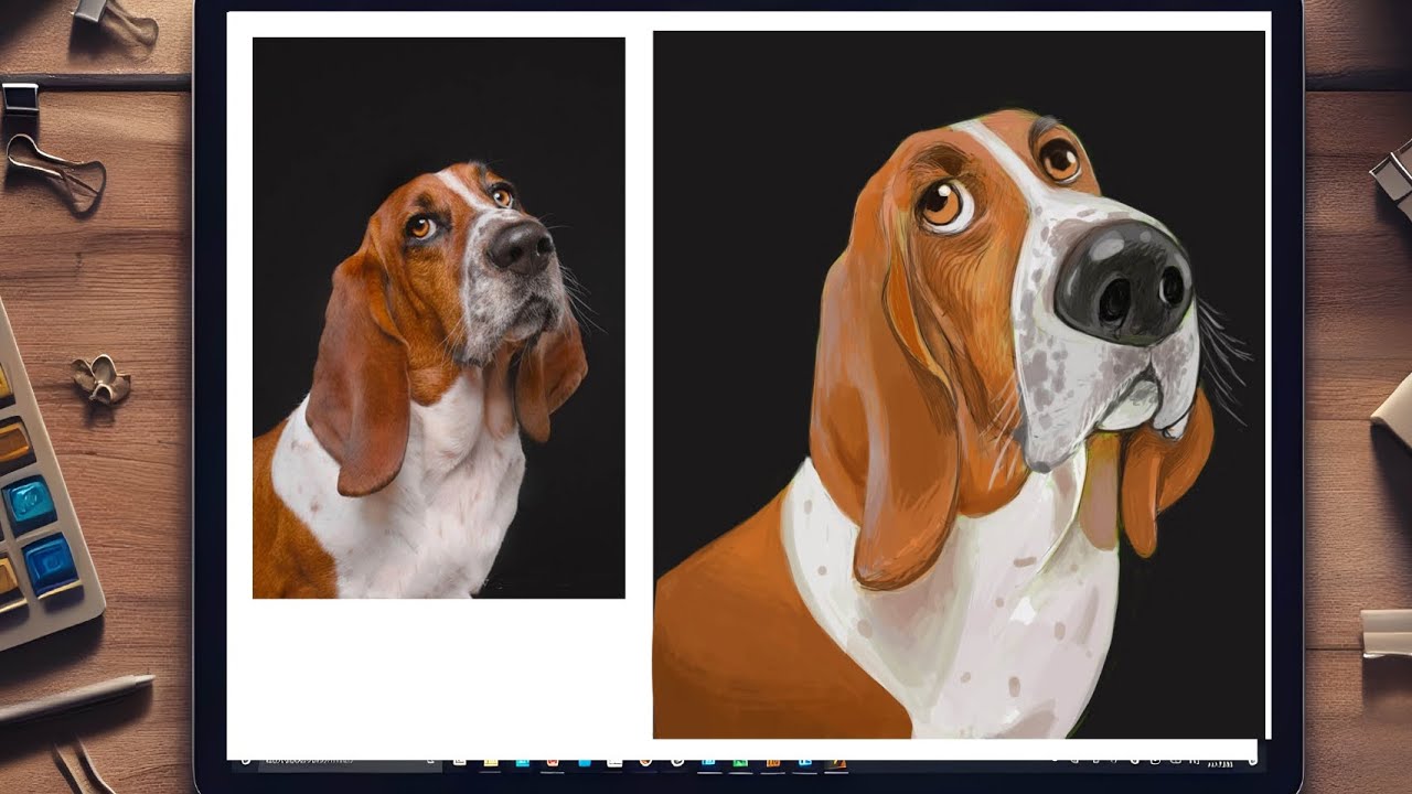 How to draw a cartoon dog using photo reference? (Process) - YouTube