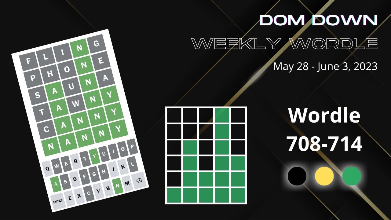 Weekly Wordle ⚫️🟡🟢 | May 28 - June 3, 2023 | Dom Down - YouTube