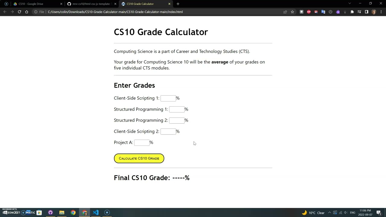 CS10 Grade Calculator GUI Instructions - YouTube