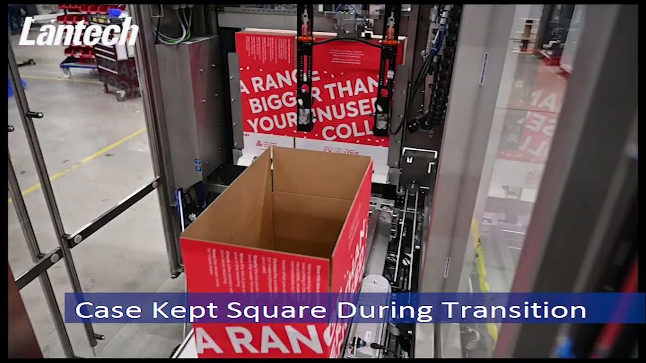 Lantech inline case errector CI1000 Tape - YouTube