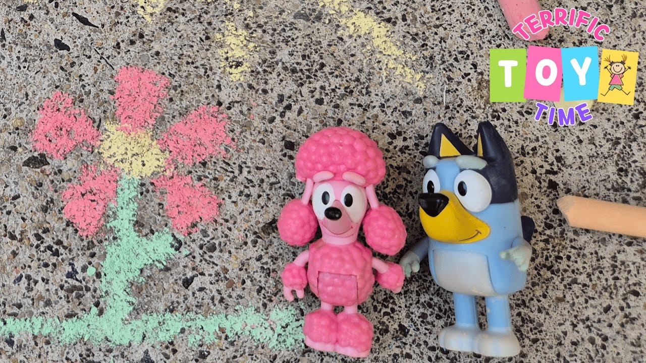 Chalk Battle! Bluey and Friends Play Together 🎨 - Art Time - Hopscotch ...