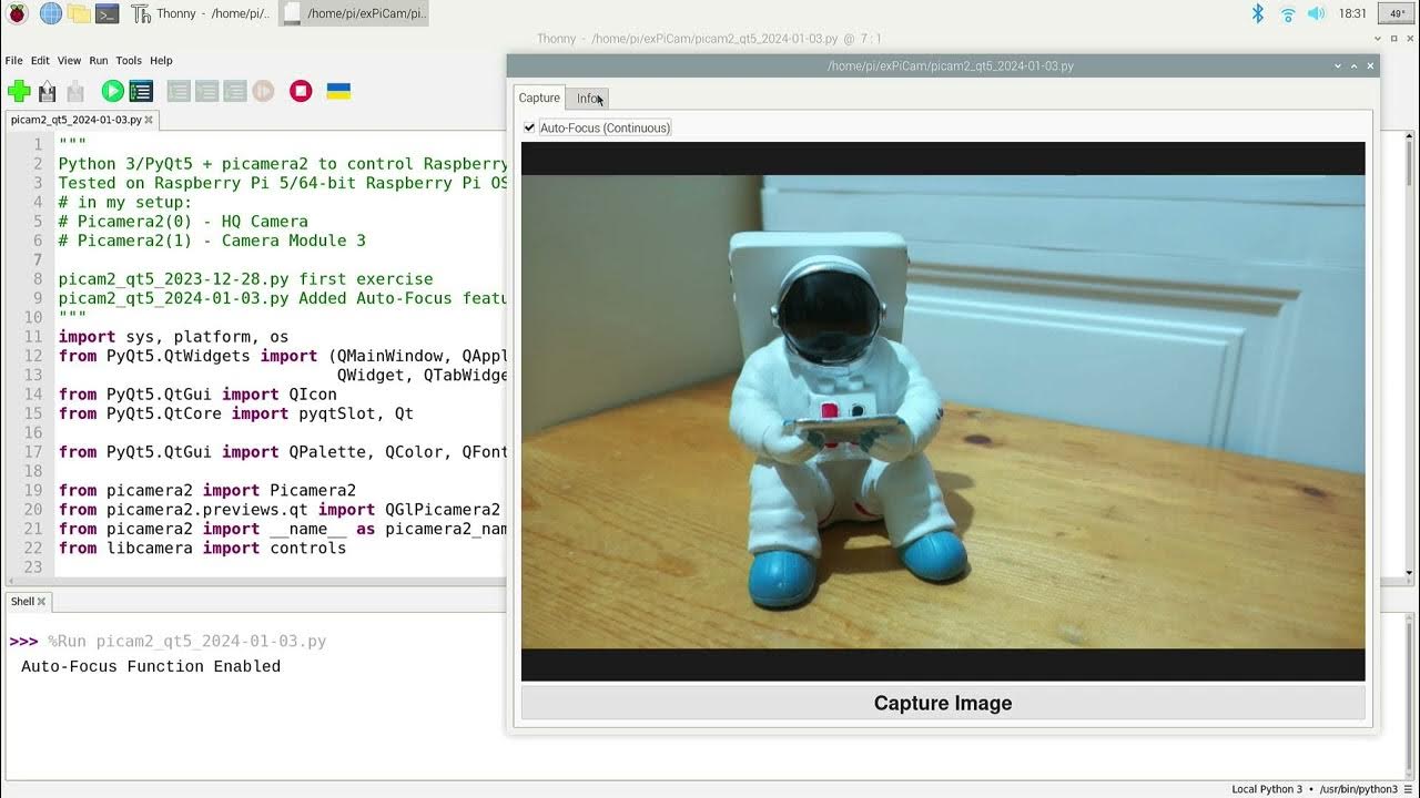 Python/PyQt5/Picamera2 to control Raspberry Pi Camera with Auto-Focus detection and mode change ...
