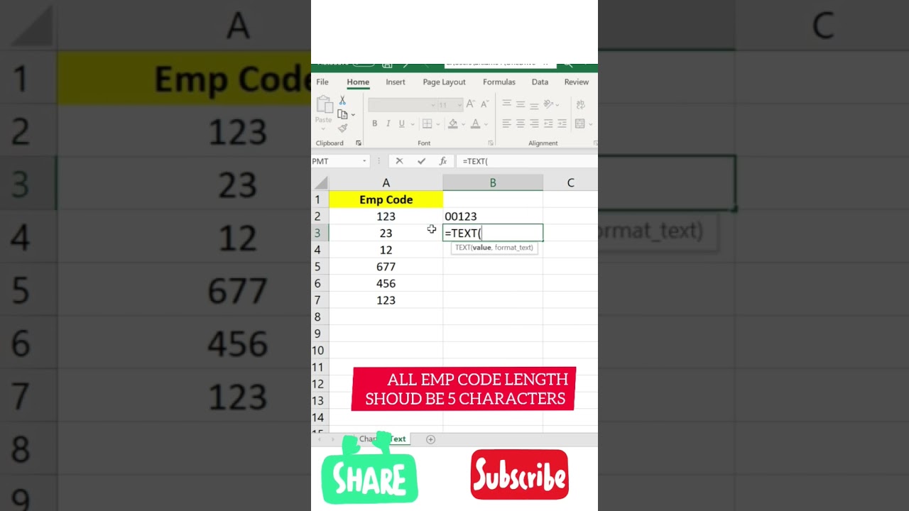 Ms Excel Text Function shorts short ytshort ytshorts Ms Excel Text Function shorts short ytshort ytshorts