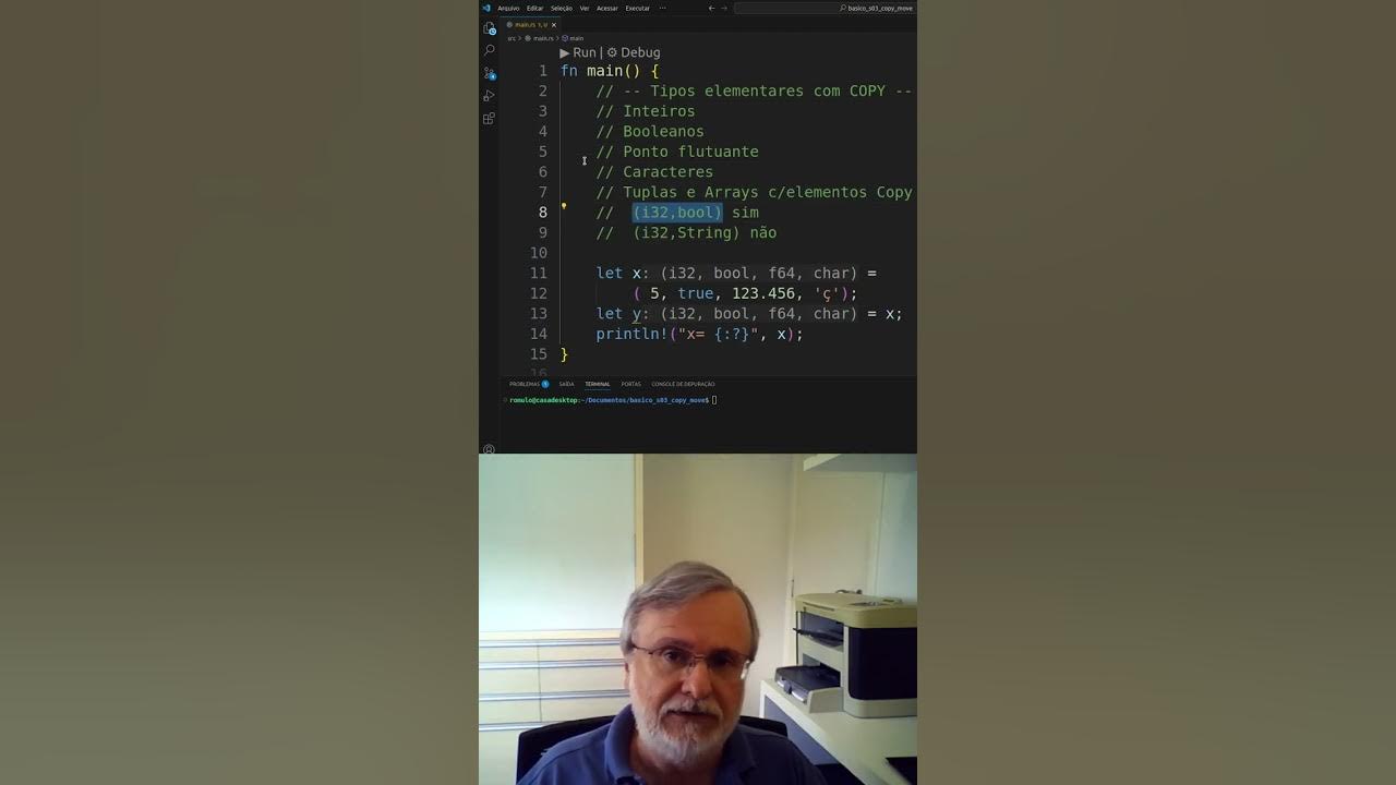 22. Linguagem Rust, Tipos com Copy, Rômulo Silva de Oliveira, #shorts #rust #rustlang - YouTube