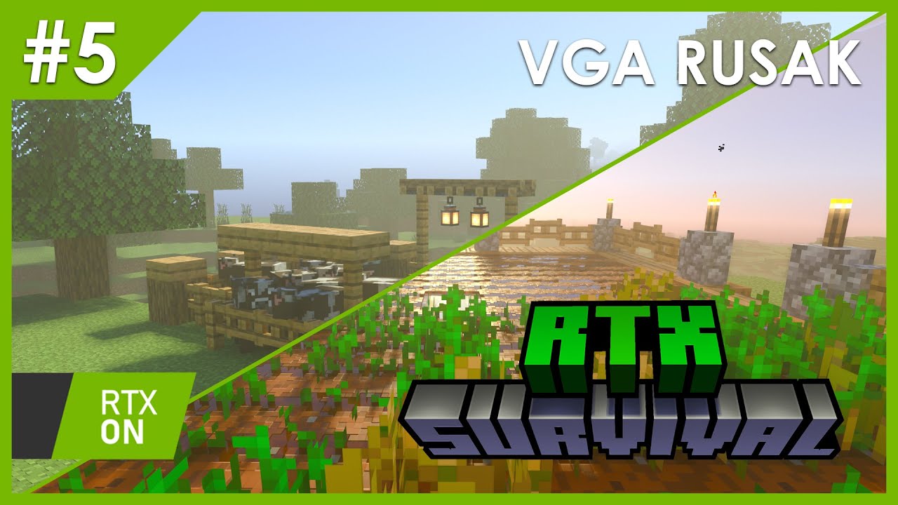 Minecraft RTX Survival - Bikin Farm & Kandang Sapi - Part 5 - YouTube
