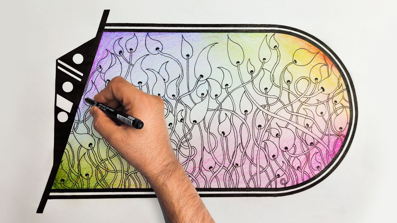 How to Draw Zentangle & Doodle | Winding flower garden - YouTube