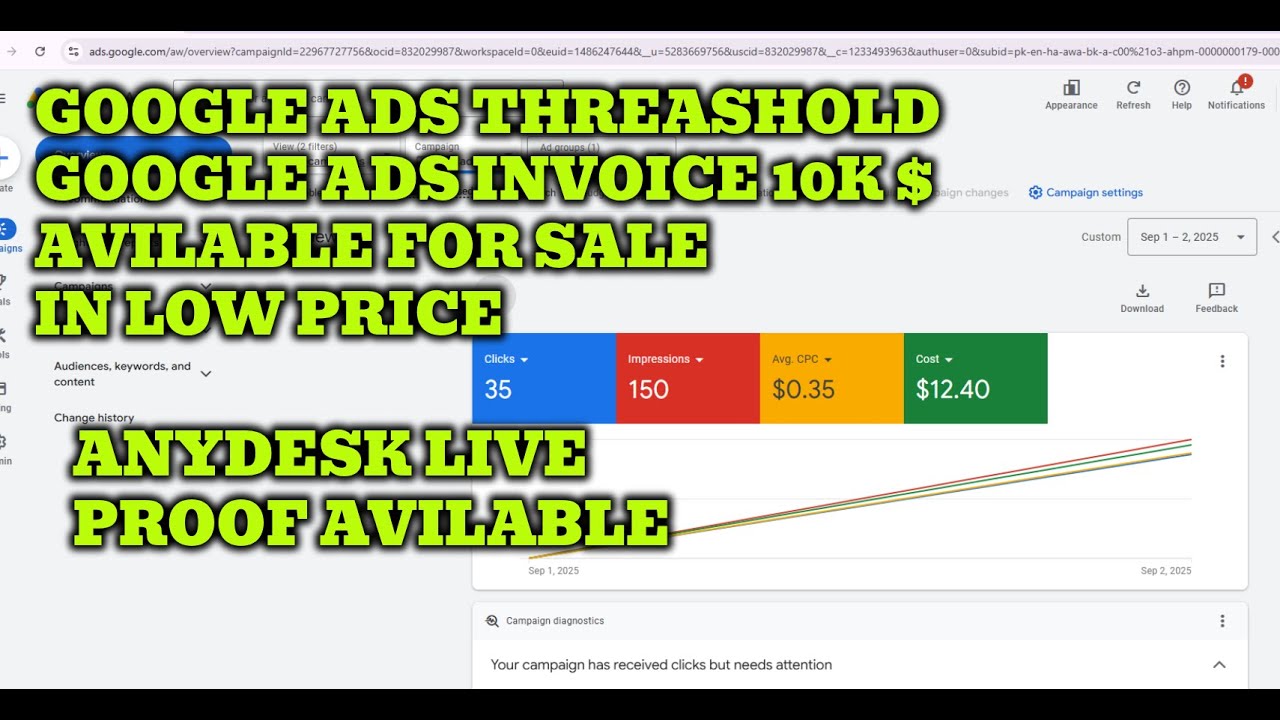 GOOGLE ADS INVOICE ACCOUNY LIVE PROOF 2 SEPTEMBER - YouTube