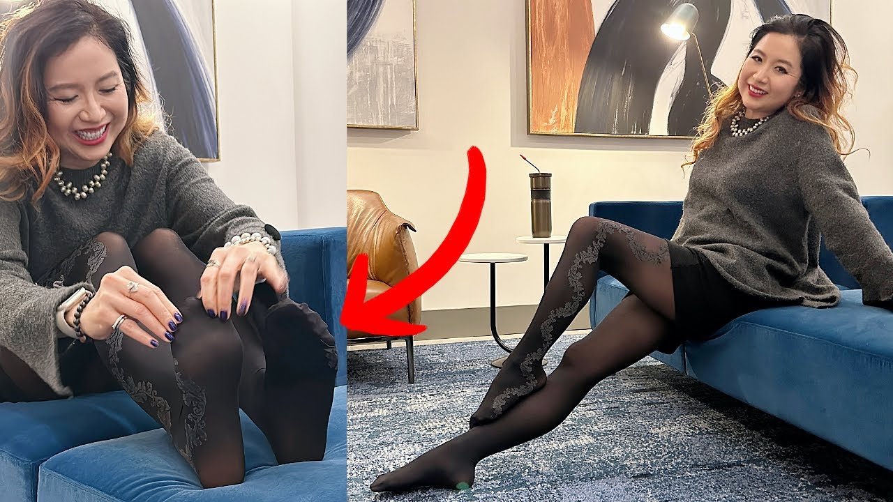 Patterned Black Tights Review! Nylons Stockings Pantyhose Soles Toes ...