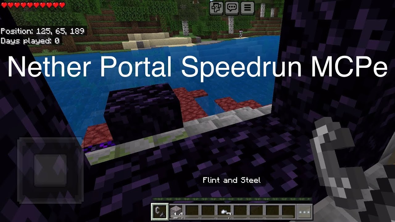 Light Nether Portal Speedrun MCPe bedrock - YouTube