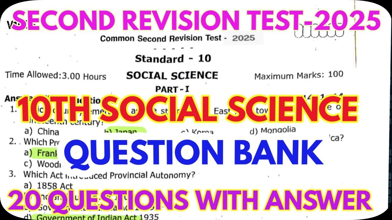 10Th Social Science-Second Revision Test-2025-Original Question Papers ...
