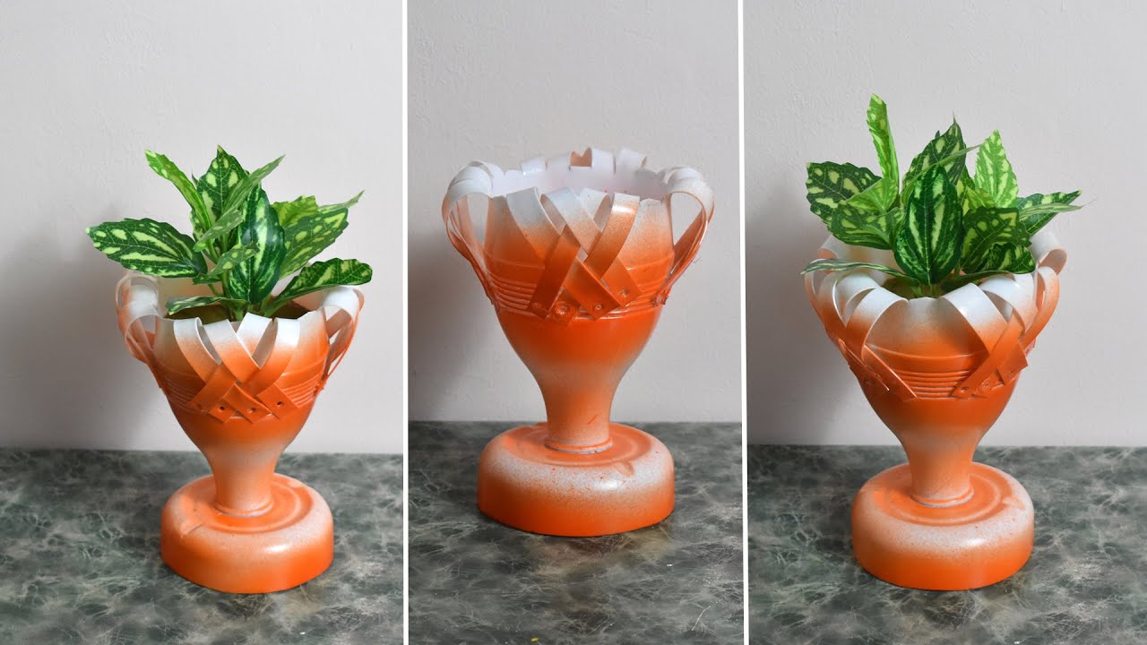 Banig Pattern Planter | Plastic Bottle craft ideas flower vase - YouTube