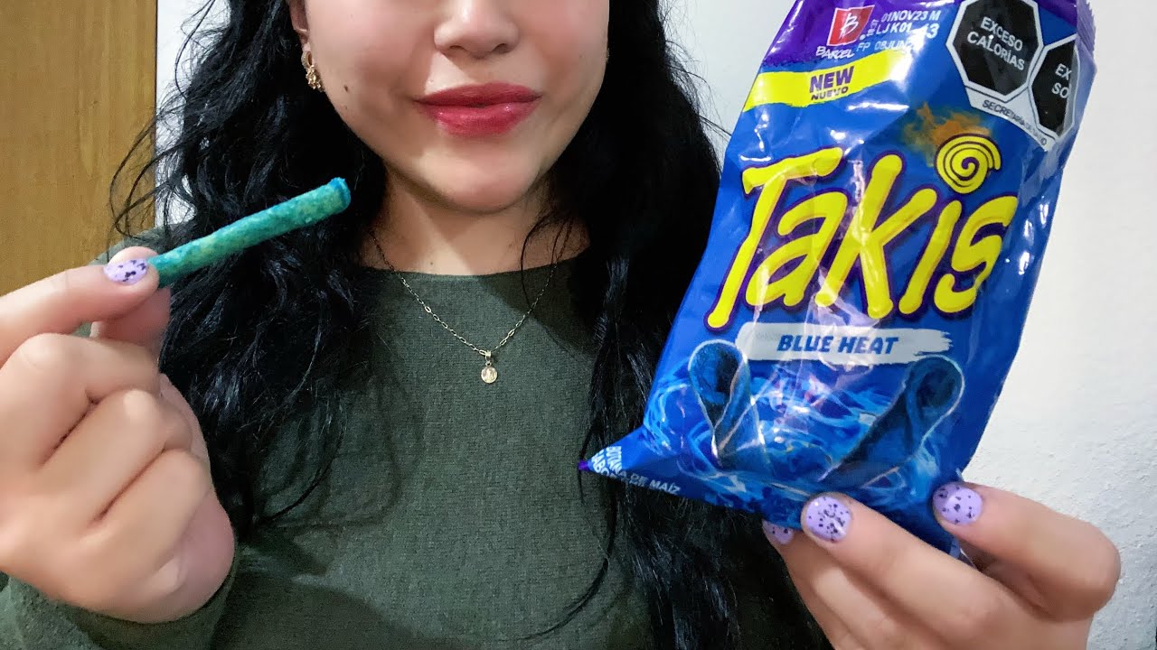 ASMR comiendo y probando por primera vez TAKIS BLUE HEAT 🥵🤯🌶️🍋 eating ...