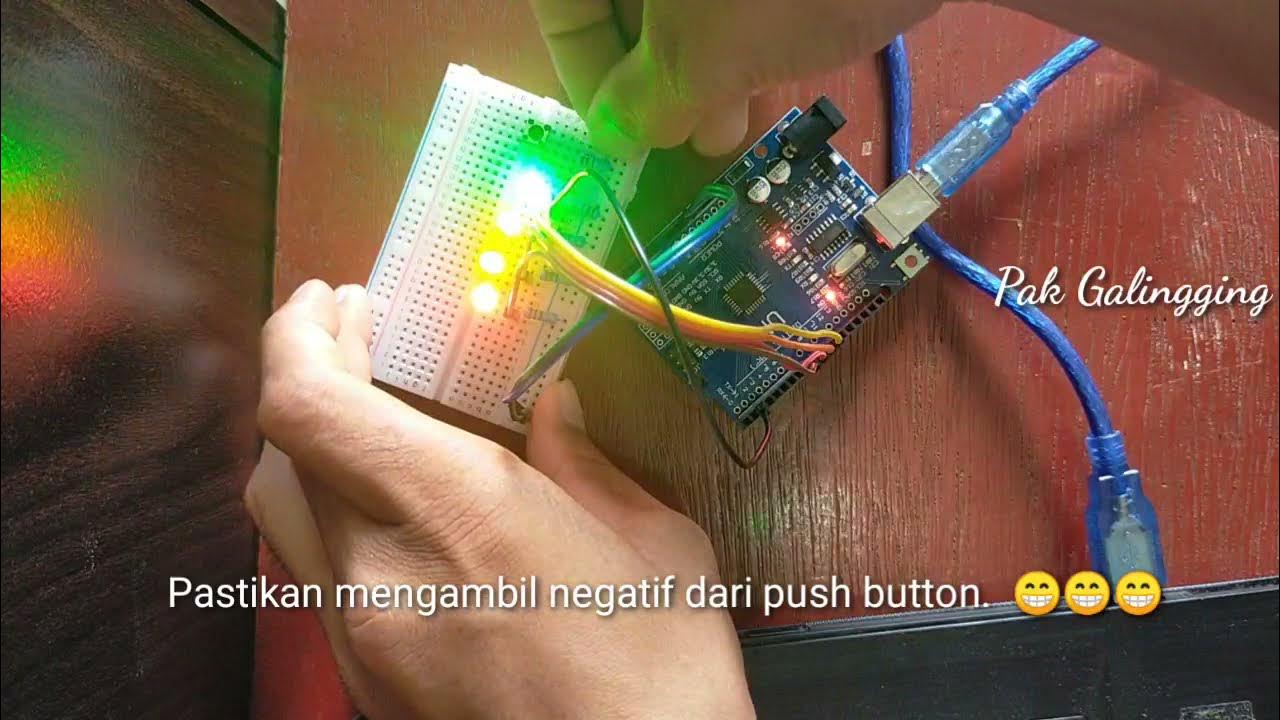 Menyalakan 4 LED dengan 1 push Button - Program Arduino - YouTube