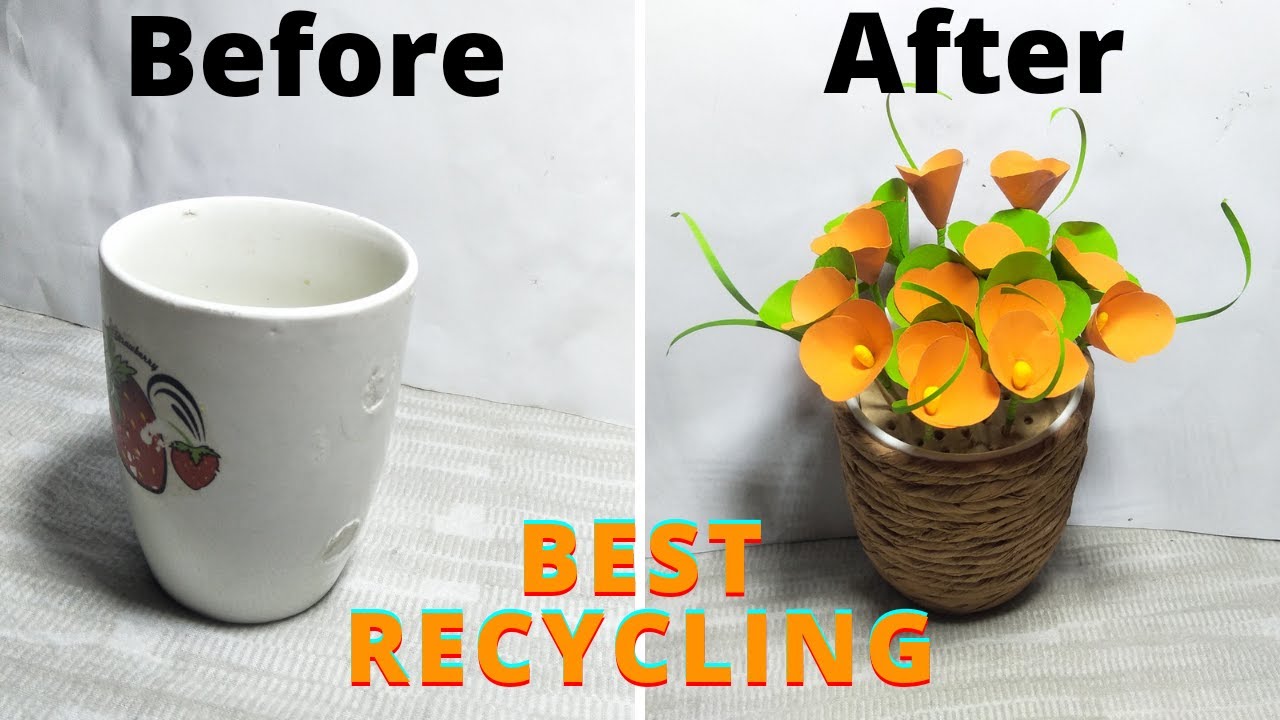 How to make flower vase from waste material/Best Out of Waste/Recycling ...