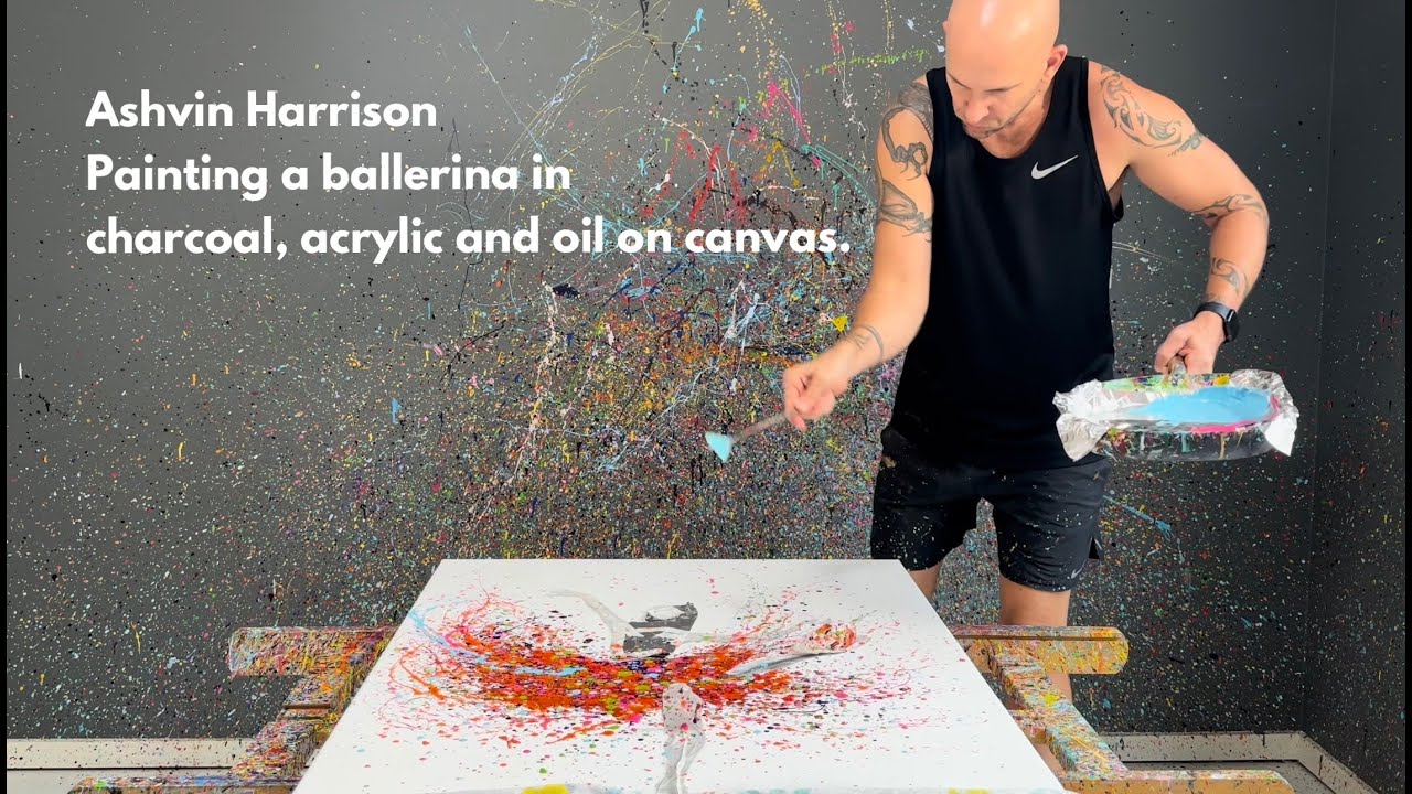 Ashvin Harrison Artist Painting A Ballerina With Charcoal and Acrylic ...