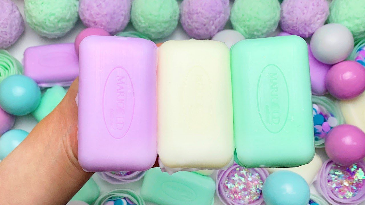 ASMR SOAP★Compilation set★Crushing soap★Cutting soap cubes★FOAM&GLITTER ...