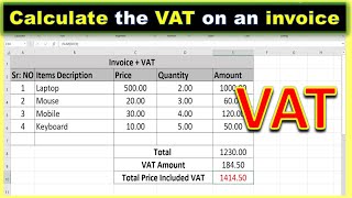 How To Calculate Vat In Excel Calculate Vat In Excel Value Added Tax ...