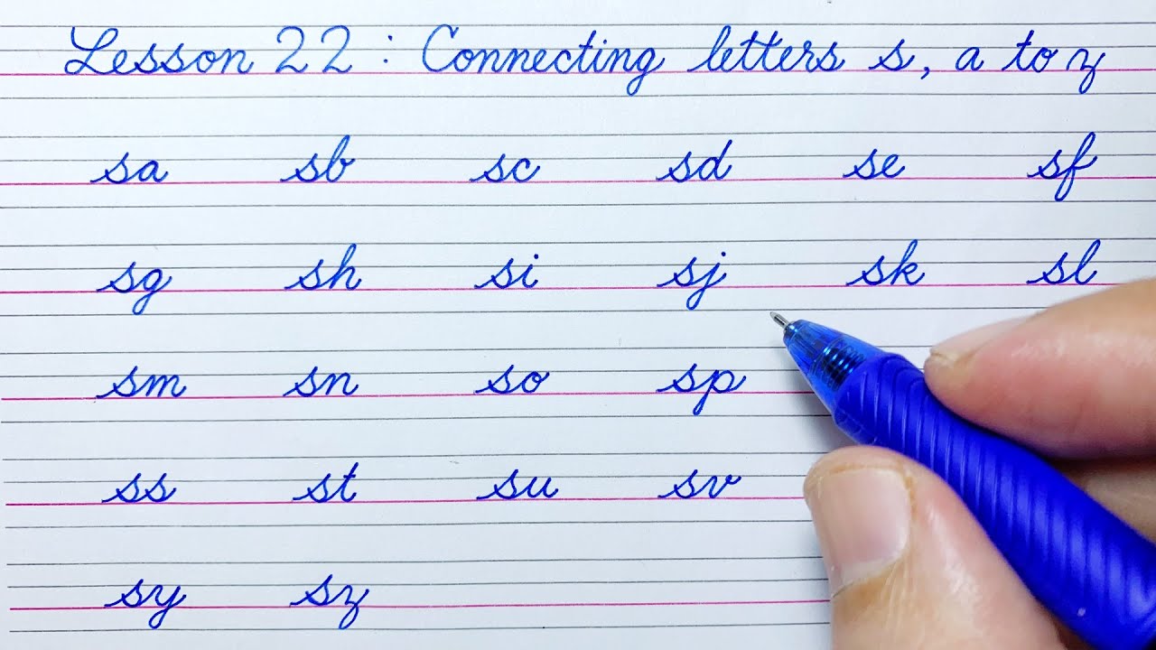 Cursive writing for beginners Lesson 22 | Connecting letters s, a to z ...