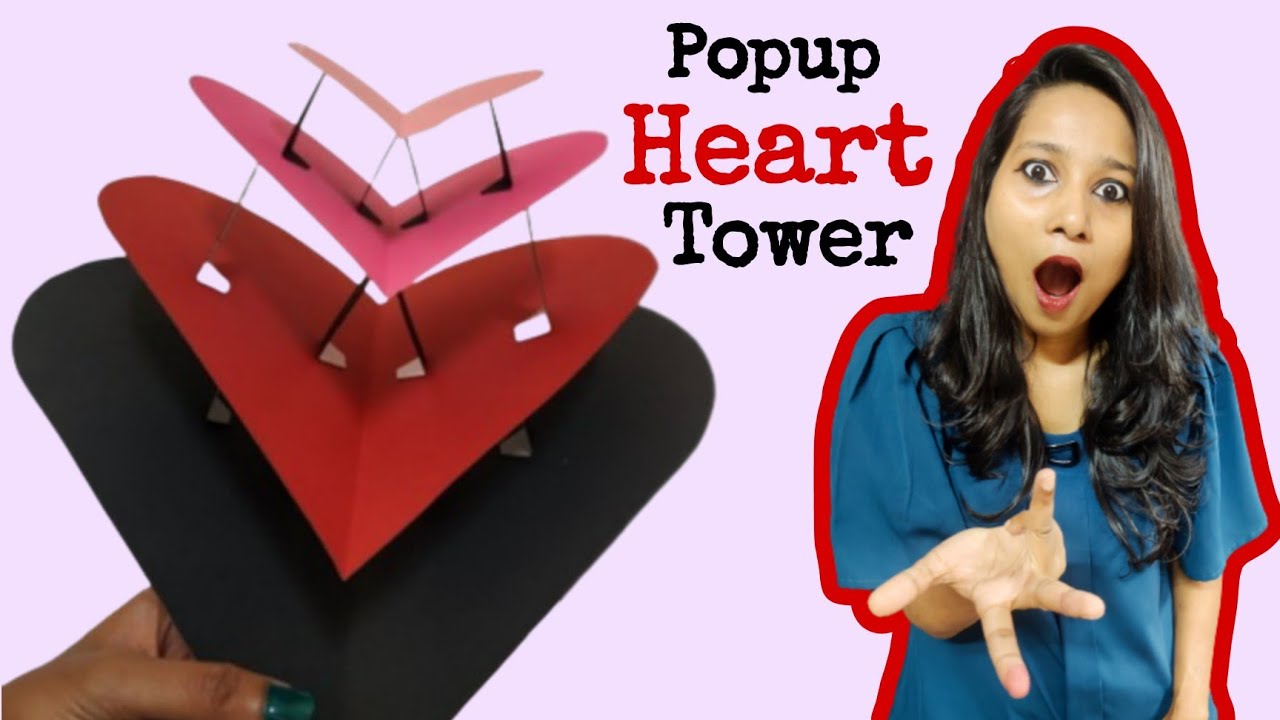 Pop up Heart Tower | Heart Craft | Valentine's craft ideas | Pop up ...