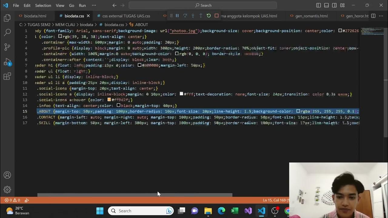 TUGAS BUAT PROGRAM HTML TENTANG BIODATA PRIBADI - YouTube