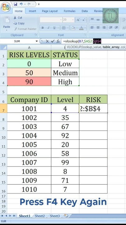 How To Calculate Risk Level Using Vlookup Formula Vlookupformula Vlookup Vlookupinexcel